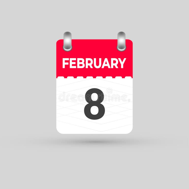 FEBRUARY 8 Calendar Date Month Icon Stock Illustration - Illustration ...