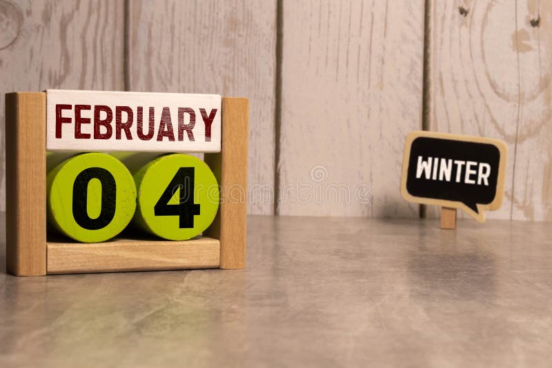 February 4 Calendar Date Text on Wooden Blocks with Customizable Space ...