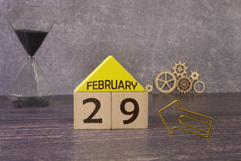 February 29 Calendar Date Text on Wooden Blocks with Customizable Space ...