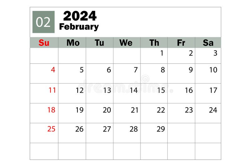 February 2024 Calendar. Diary Calendar. daily Planner. Vector ...