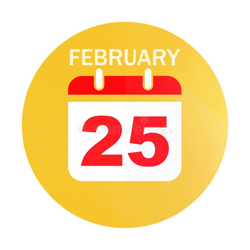 February 25 Calendar Flat Icon Stock Illustration - Illustration of ...