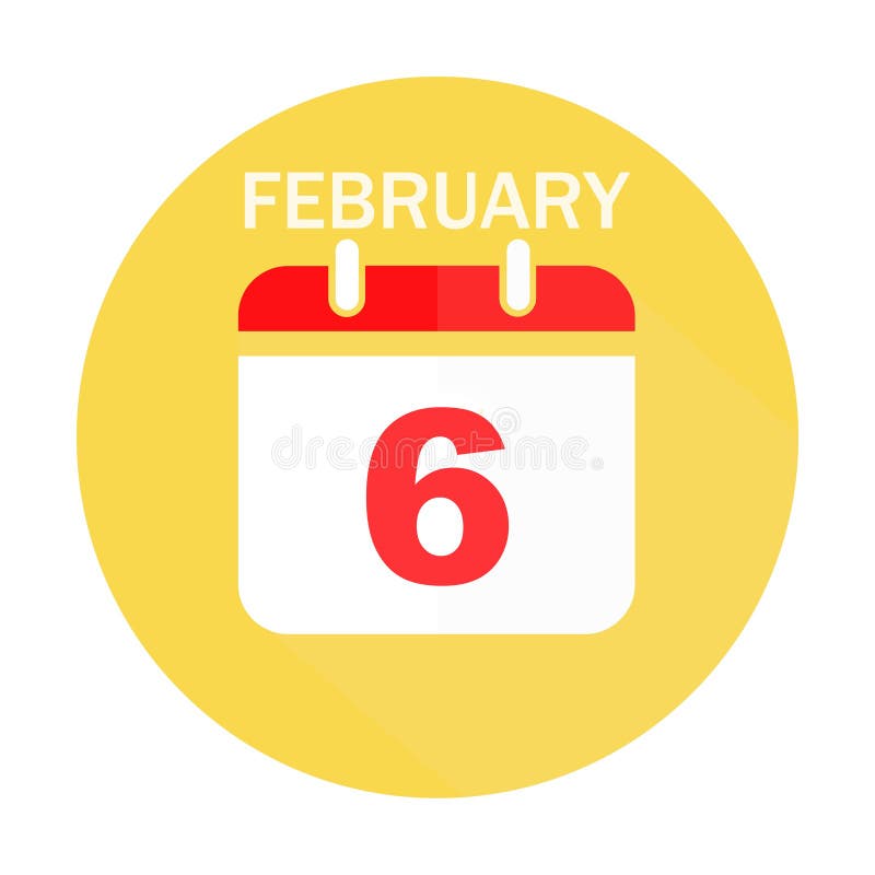 February 6 Calendar Flat Icon Stock Illustration - Illustration of ...