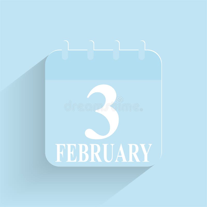 February 3 daily Calendar Icon Date and Time Day Month Holiday Flat ...