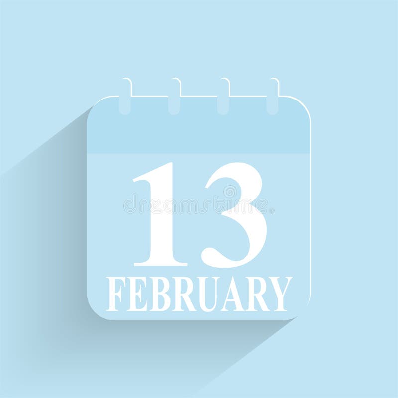 February 13 daily Calendar Icon Date and Time Day Month Holiday Flat ...