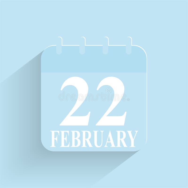 February 22 daily Calendar Icon Date and Time Day Month Holiday Flat ...