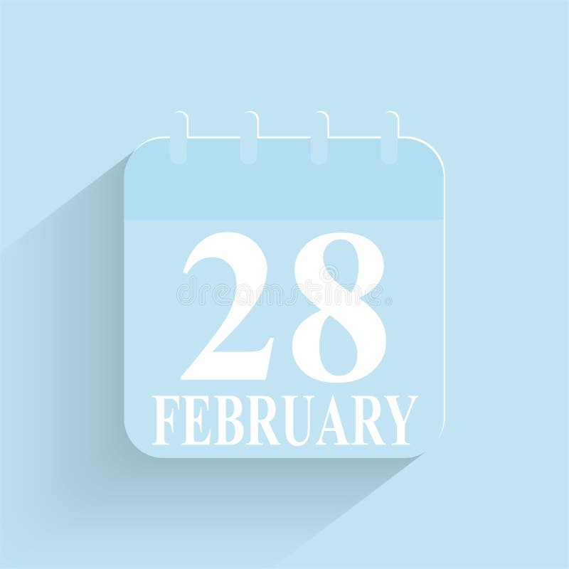February 28 daily Calendar Icon Date and Time Day Month Holiday Flat ...