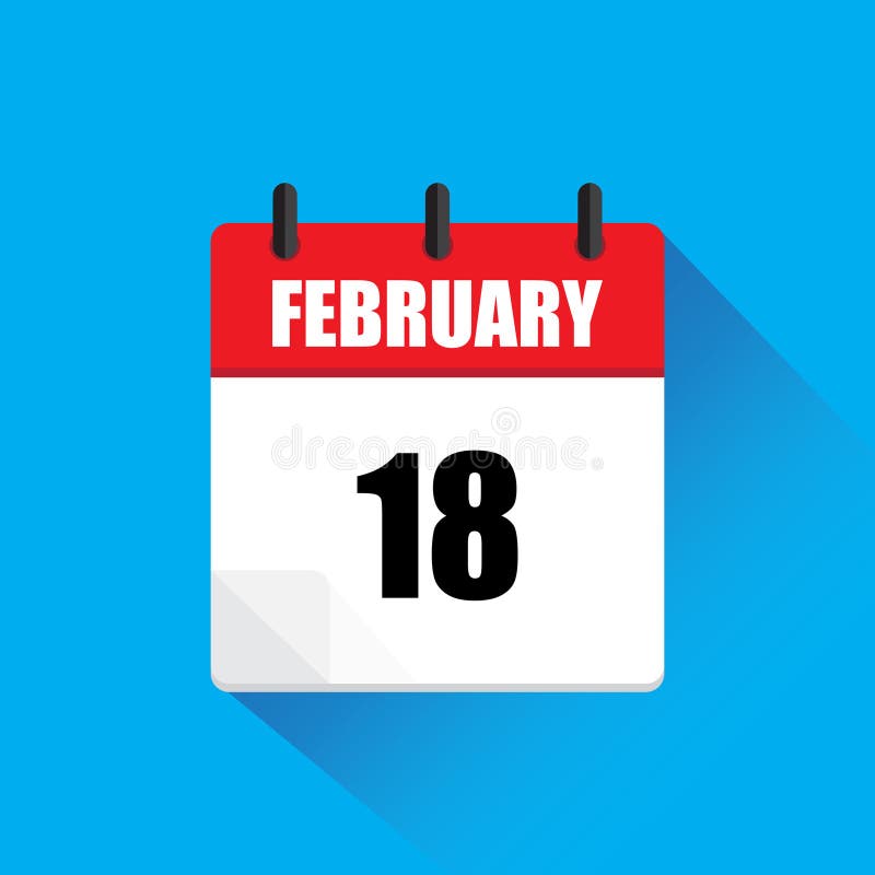 February Calendar Icon. Date 18 Vector. Date Eighteen. Flat Design ...