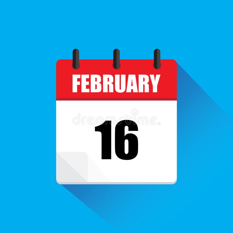 February Calendar Icon. Date 16 Vector. Date Sixteen. Flat Design ...