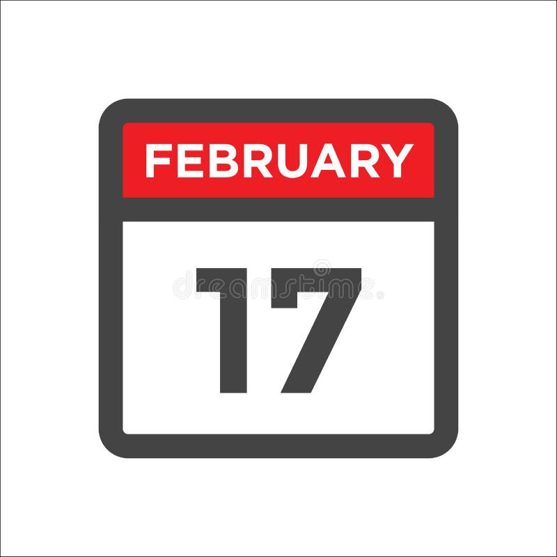 February 17 Calendar Icon with Day of Month Stock Vector - Illustration ...