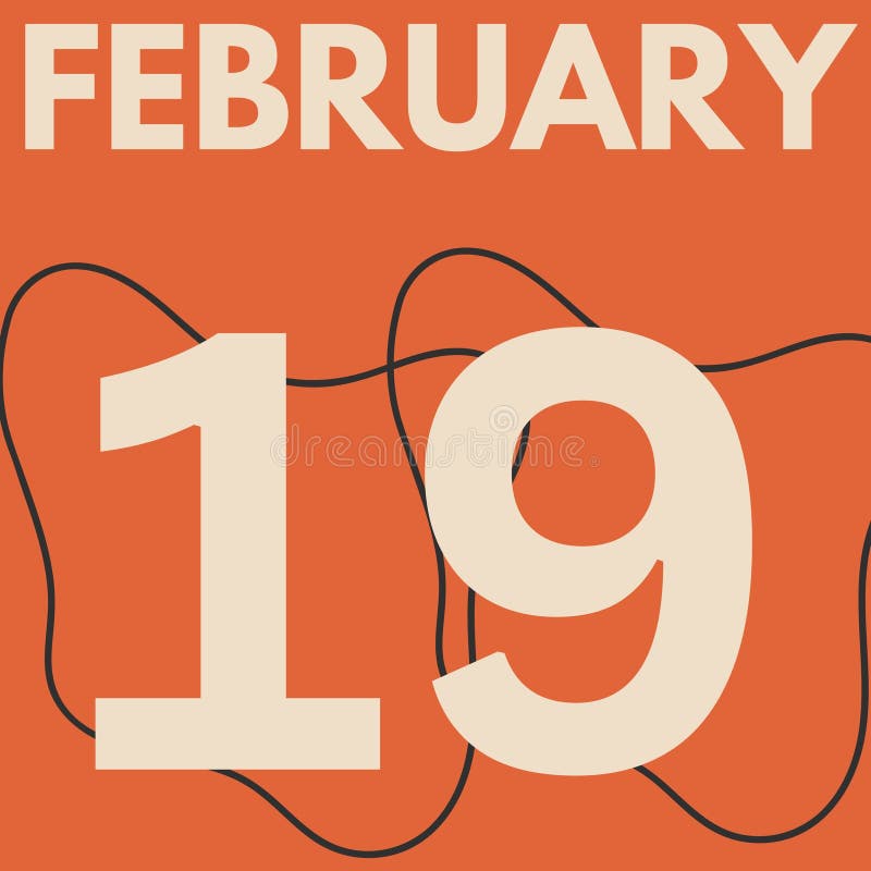 February 19 , Calendar , daily Calendar Icon in Flat Design Style Stock ...