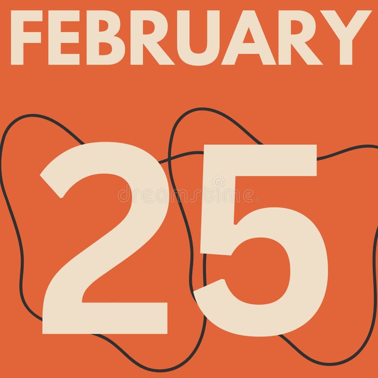 February 25 , Calendar , daily Calendar Icon in Flat Design Style Stock ...