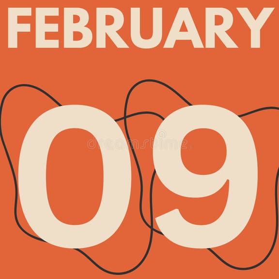 February 9 , Calendar , daily Calendar Icon in Flat Design Style Stock ...