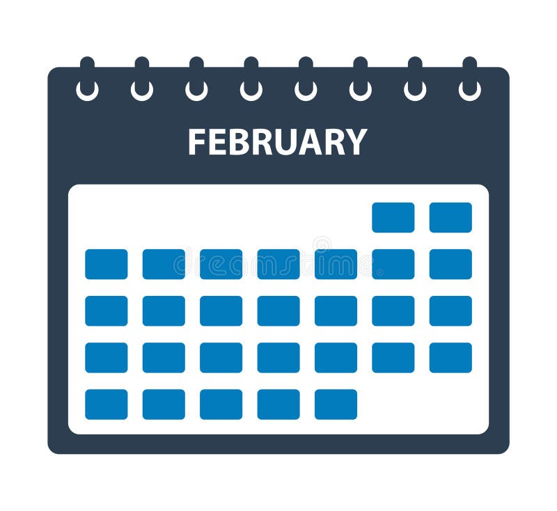 February Calendar Icon. stock vector. Illustration of schedule - 143635935