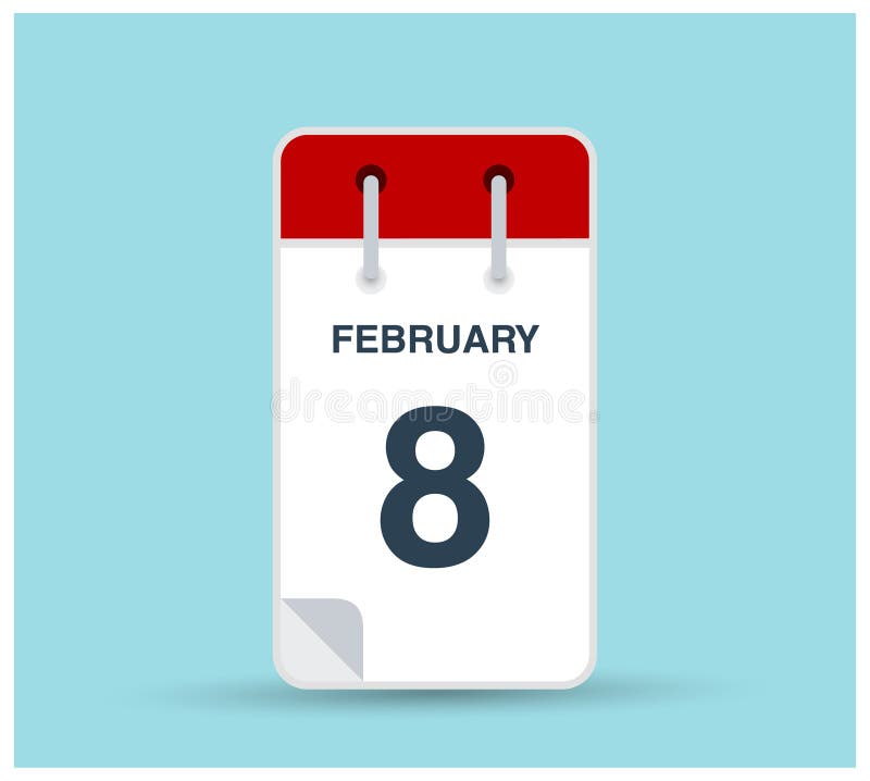 February 8 calendar icon stock vector. Illustration of sheet - 357316458