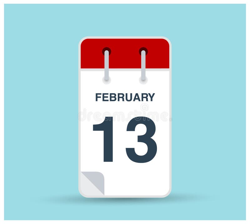 February 13 calendar icon stock illustration. Illustration of time ...