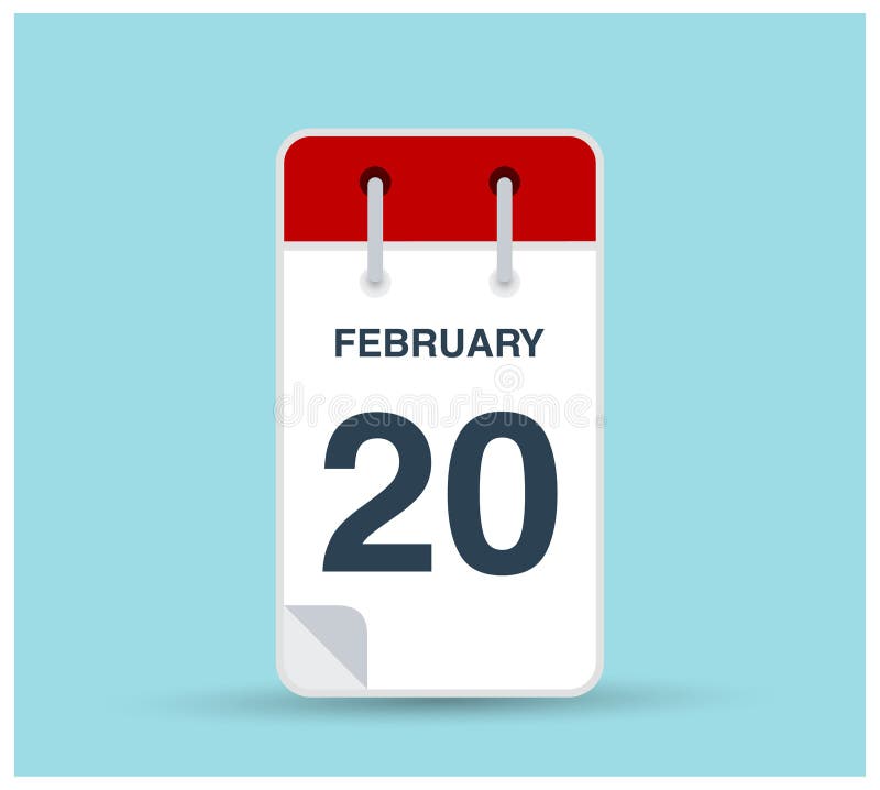 February 20 calendar icon stock vector. Illustration of date - 357316481