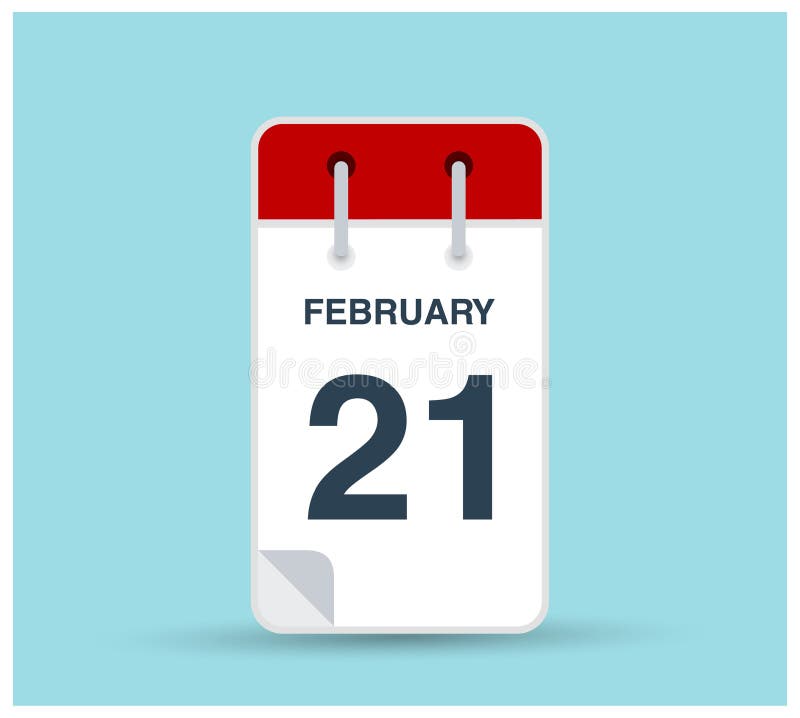 February 21 calendar icon stock vector. Illustration of paper - 357316484
