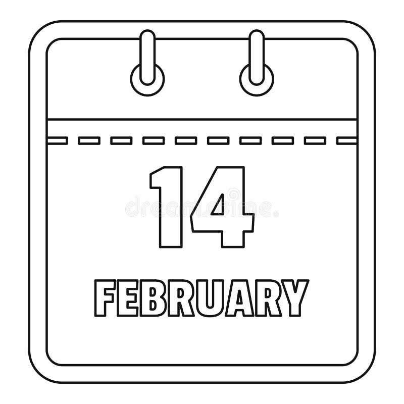 February Calendar Icon, Outline Style. Stock Vector - Illustration of ...