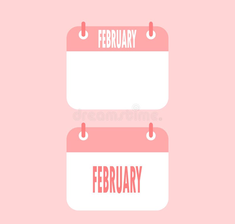 February Calendar Icon on Red Background.Two Flat Style Stock ...