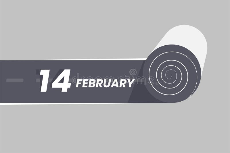 February 14 Calendar Icon Rolling Inside the Road. 14 February Date ...