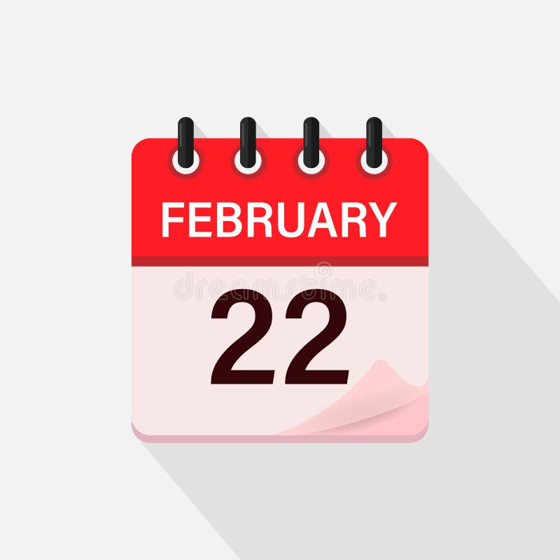 February 22, Calendar Icon with Shadow. Day, Month. Flat Vector ...