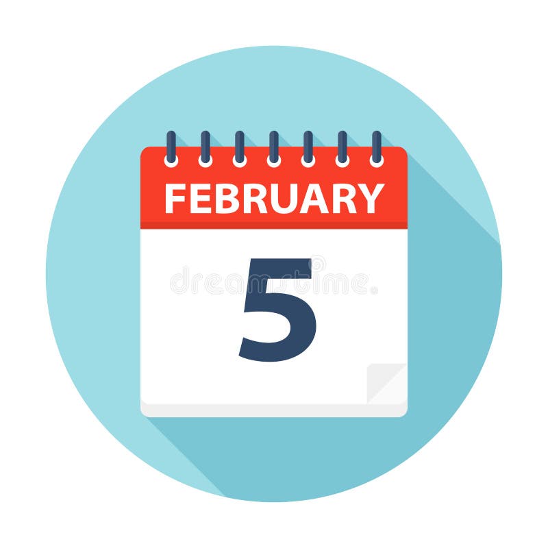February 5 - Calendar Icon stock illustration. Illustration of february ...