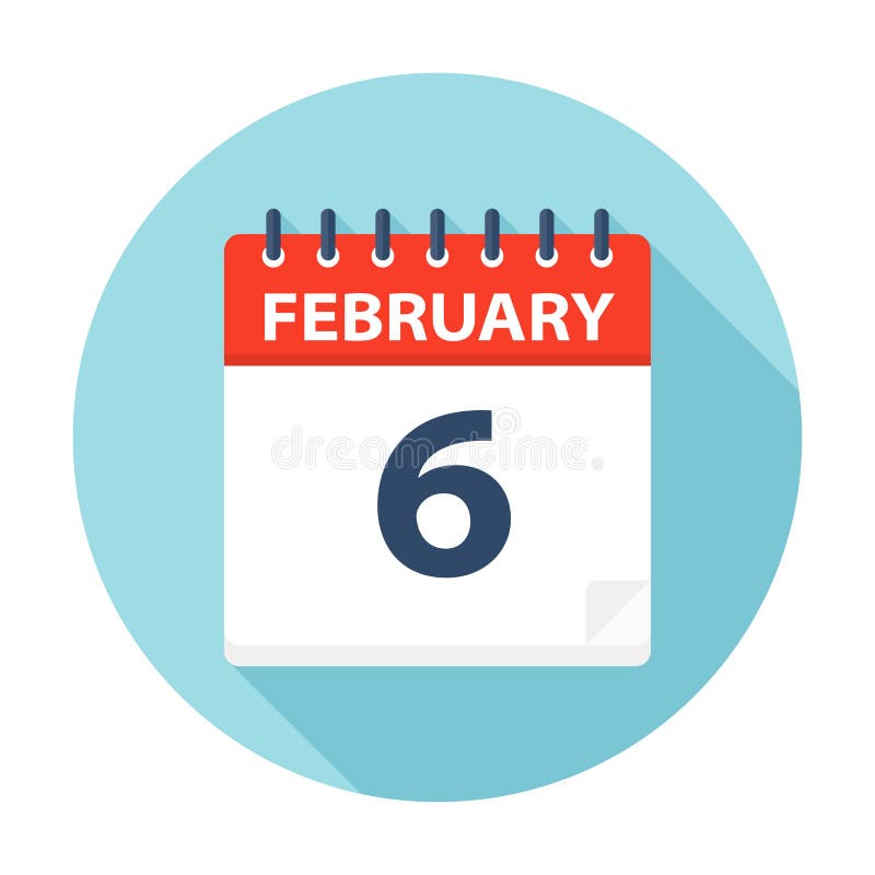 February 6 - Calendar Icon stock illustration. Illustration of time ...