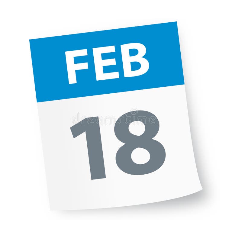 February 18 - Calendar Icon Stock Illustration - Illustration of flat ...