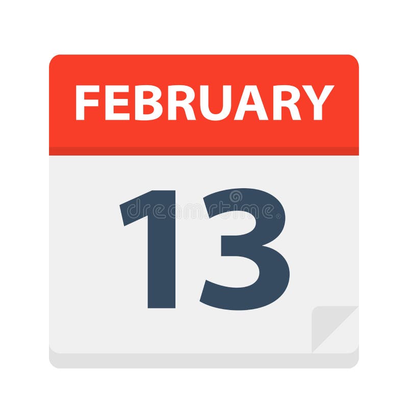 February 13 - Calendar Icon Stock Vector - Illustration of month, white ...