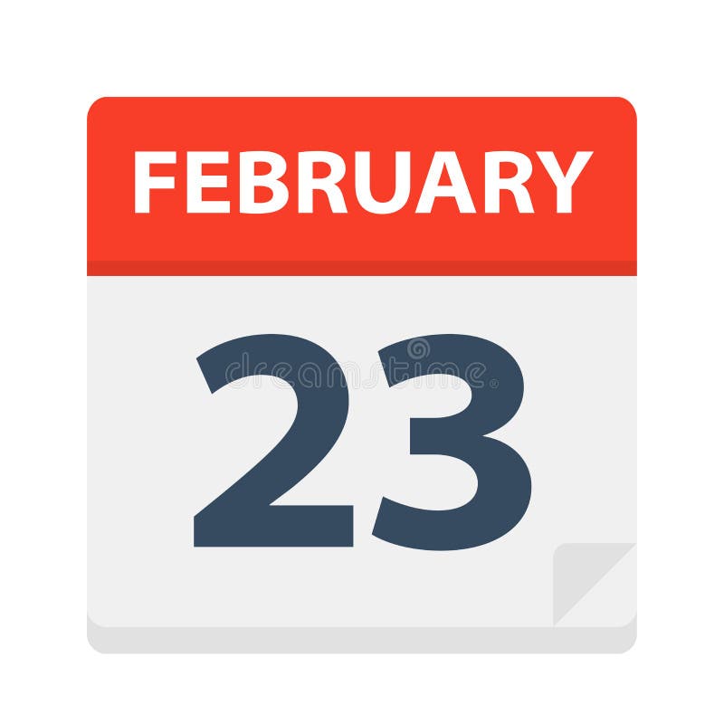 February 23 - Calendar Icon Stock Vector - Illustration of leaf, page ...