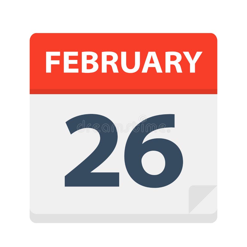 February 26 - Calendar Icon Stock Illustration - Illustration of ...