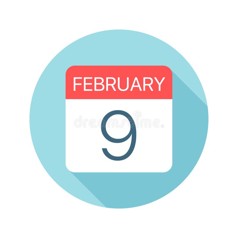 February 9 - Calendar Icon. Vector Illustration of One Day of Month ...