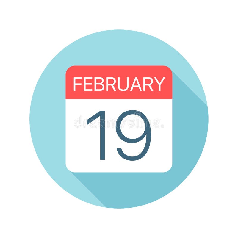 February 19 - Calendar Icon. Vector Illustration of One Day of Month ...