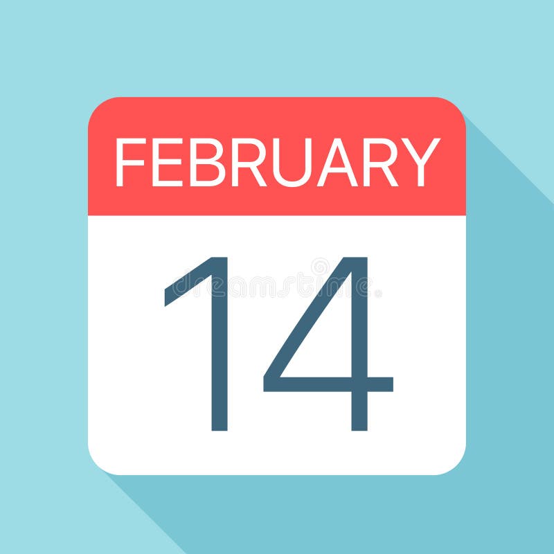 February 14 - Calendar Icon. Vector Illustration of One Day of Month ...