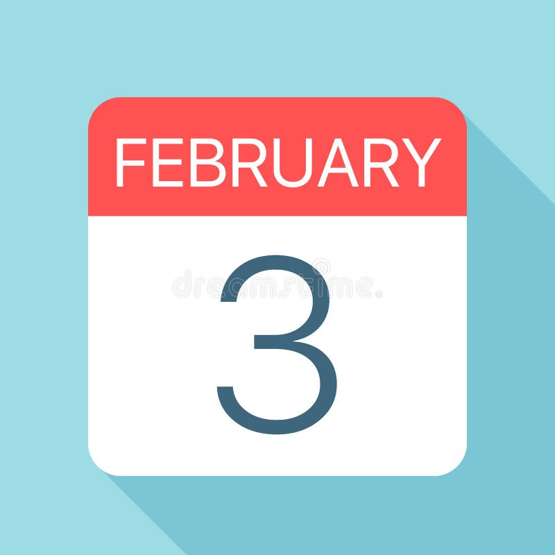 February 3 - Calendar Icon. Vector Illustration of One Day of Month ...