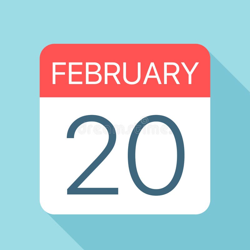 February 20 - Calendar Icon. Vector Illustration of One Day of Month ...