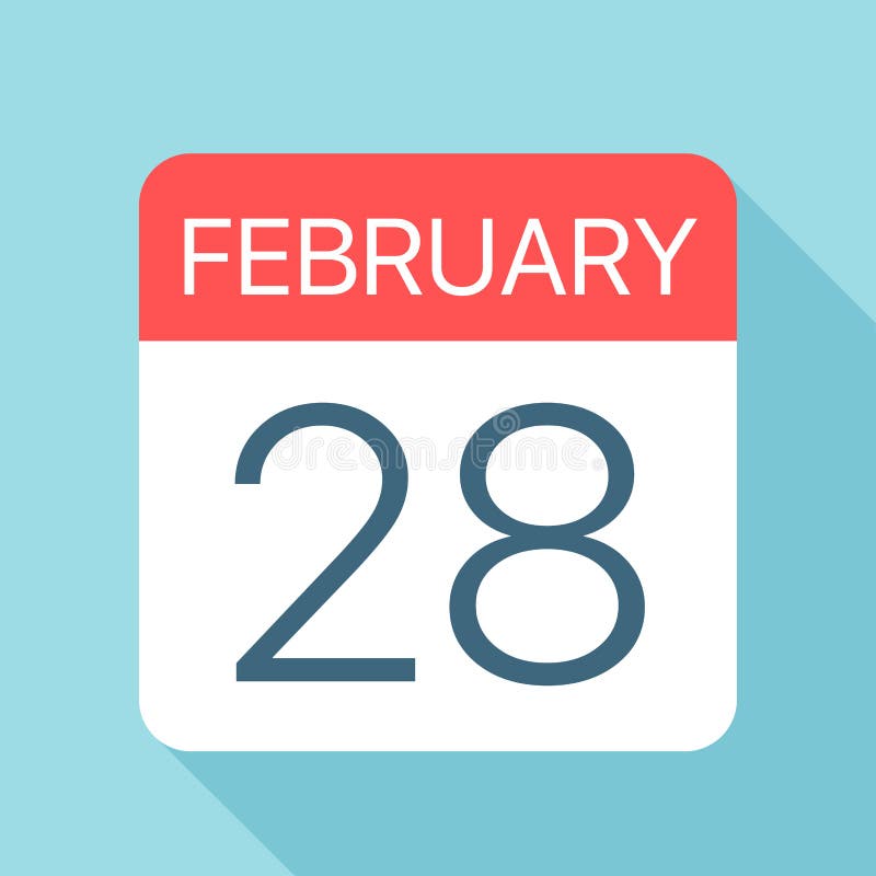 February 28 - Calendar Icon. Vector Illustration of One Day of Month ...