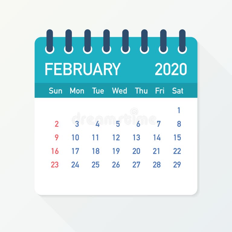 February 2020 Calendar Leaf. Calendar 2020 in Flat Style. Vector ...