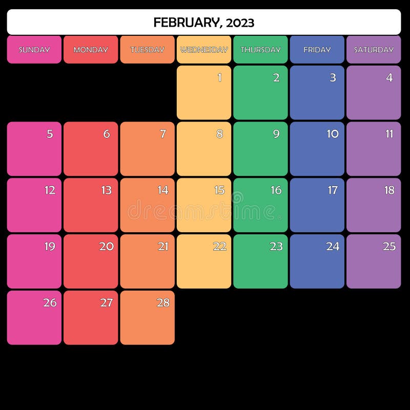 02_ February 2023 Calendar Planer Big Editable Stock Vector ...