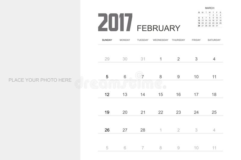 2017 FEBRUARY Calendar Planner Design. Stock Illustration ...