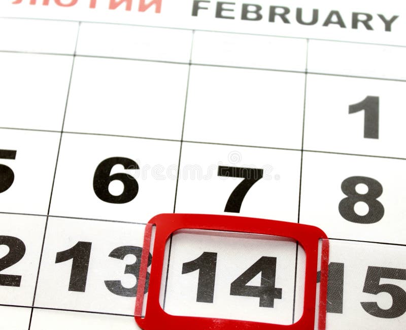 February 14 on the Calendar, Valentine S Day. Stock Image - Image of ...