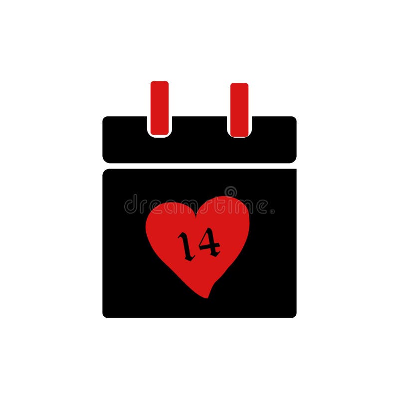 February 14 Calendar, Valentine S Day, World Holiday, Vector Icon Stock ...