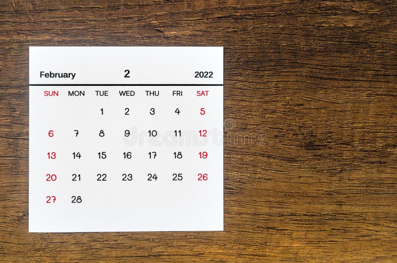 February 2022 Calendar Sheet on Black Background Stock Image - Image of ...