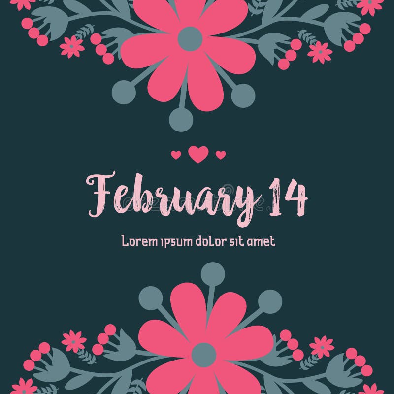 The 14 February Celebration Invitation Card Design with Seamless Ornate ...