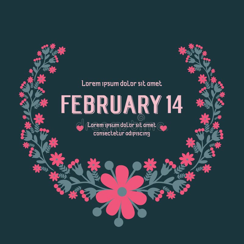 The 14 February Celebration Invitation Card Design with Seamless Ornate ...