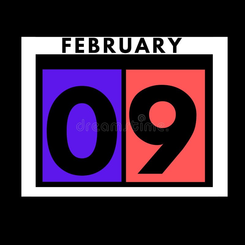 February 9 . Colored Flat daily Calendar Icon .date ,day, Month Stock ...