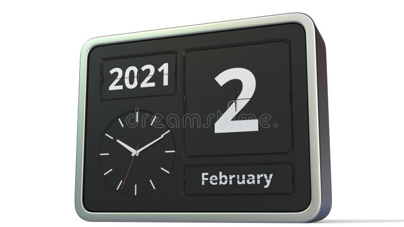 February 2 Date on the Flip Clock Calendar, 3d Animation Stock Footage ...