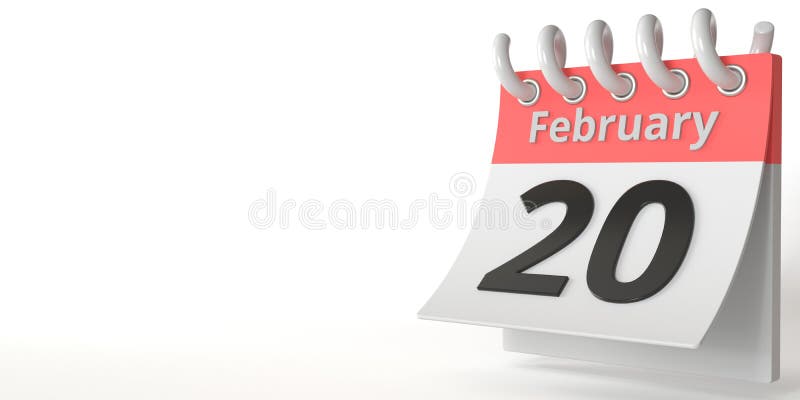 February 20 Date on a Minimalistic Tear-off Calendar, 3d Rendering ...