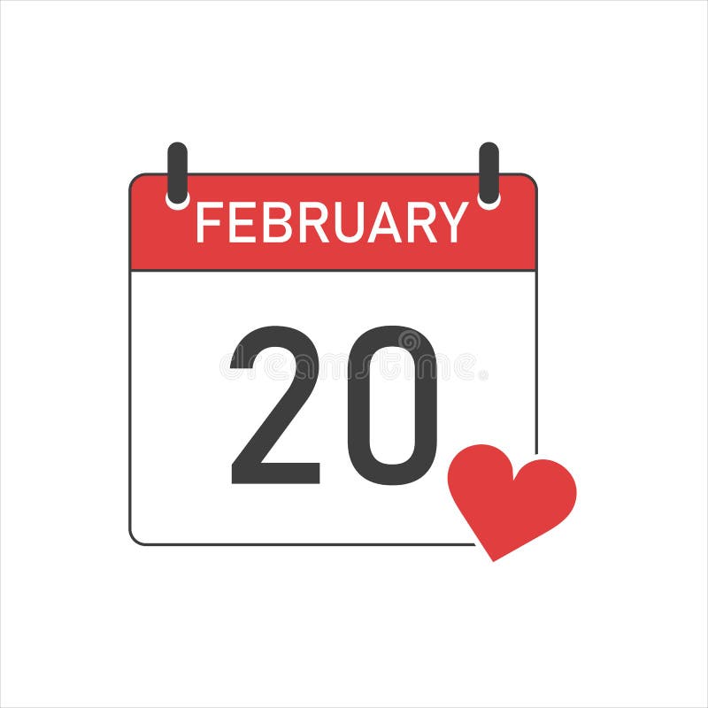 February 20 Date Visible on a Page a Day Organizer Calendar Stock ...