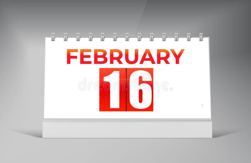 February 16 Desk Calendar Design Template. Single Date Calendar Design ...